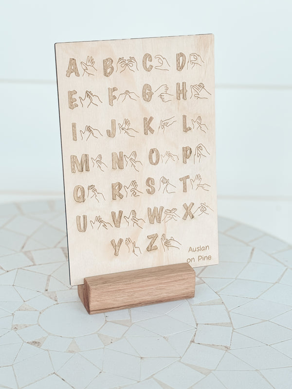 Auslan Alphabet Wooden Chart – Auslan on Pine